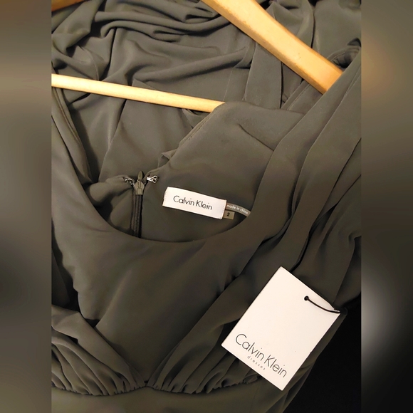 Calvin Klein | Dresses | Calkin Klein Green Dress Semi Formal Basil ...